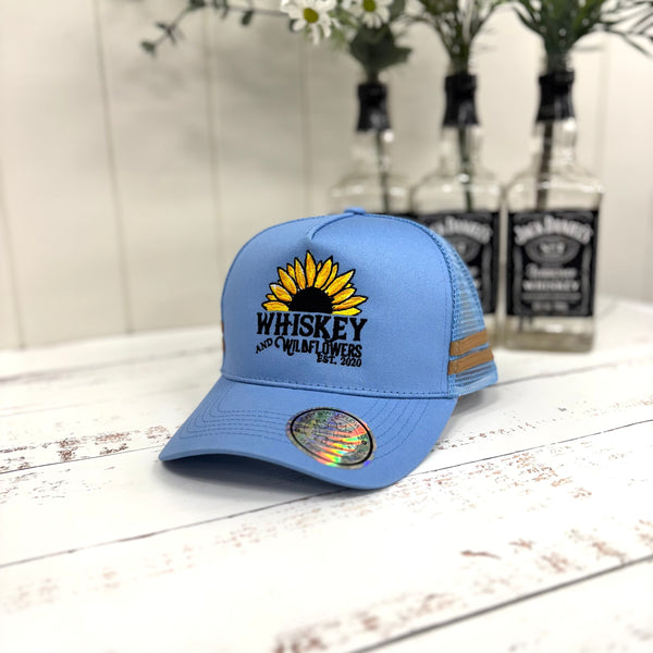 W&W Trucker Cap - Light Blue Tan – Whiskey and Wildflowers
