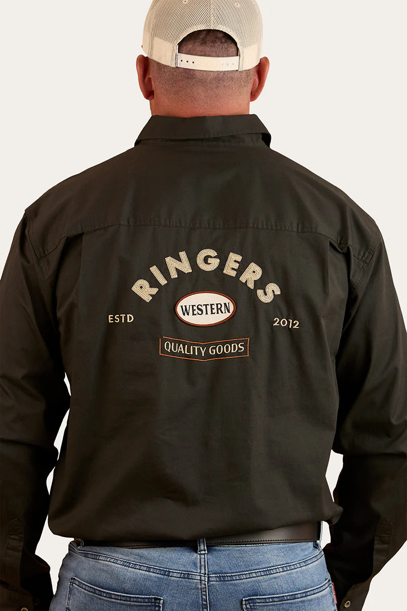 Ringers Western Condor Mens Half Button Work Shirt - Charcoal – Whiskey ...